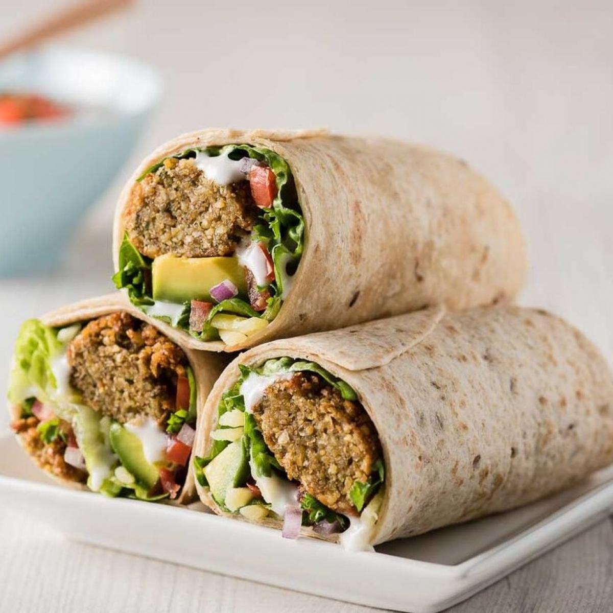 Falafel Wrap / Cucumber / Lettuce / Red Onion / Tomato / Minted Yoghurt ...